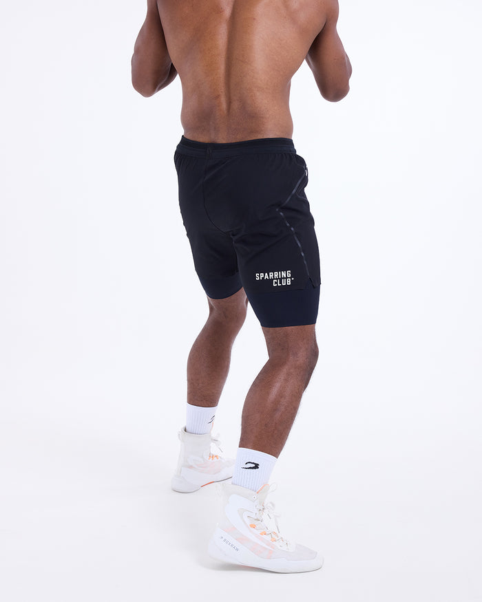 Sparring Club 2-in-1 Shorts - Black | BOXRAW