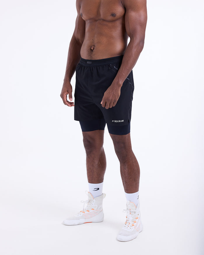 Sparring Club 2-in-1 Shorts - Black | BOXRAW