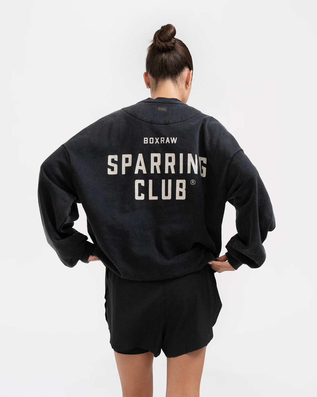 Women's Sparring Club Oversized Sweatshirt - Washed Black | BOXRAW